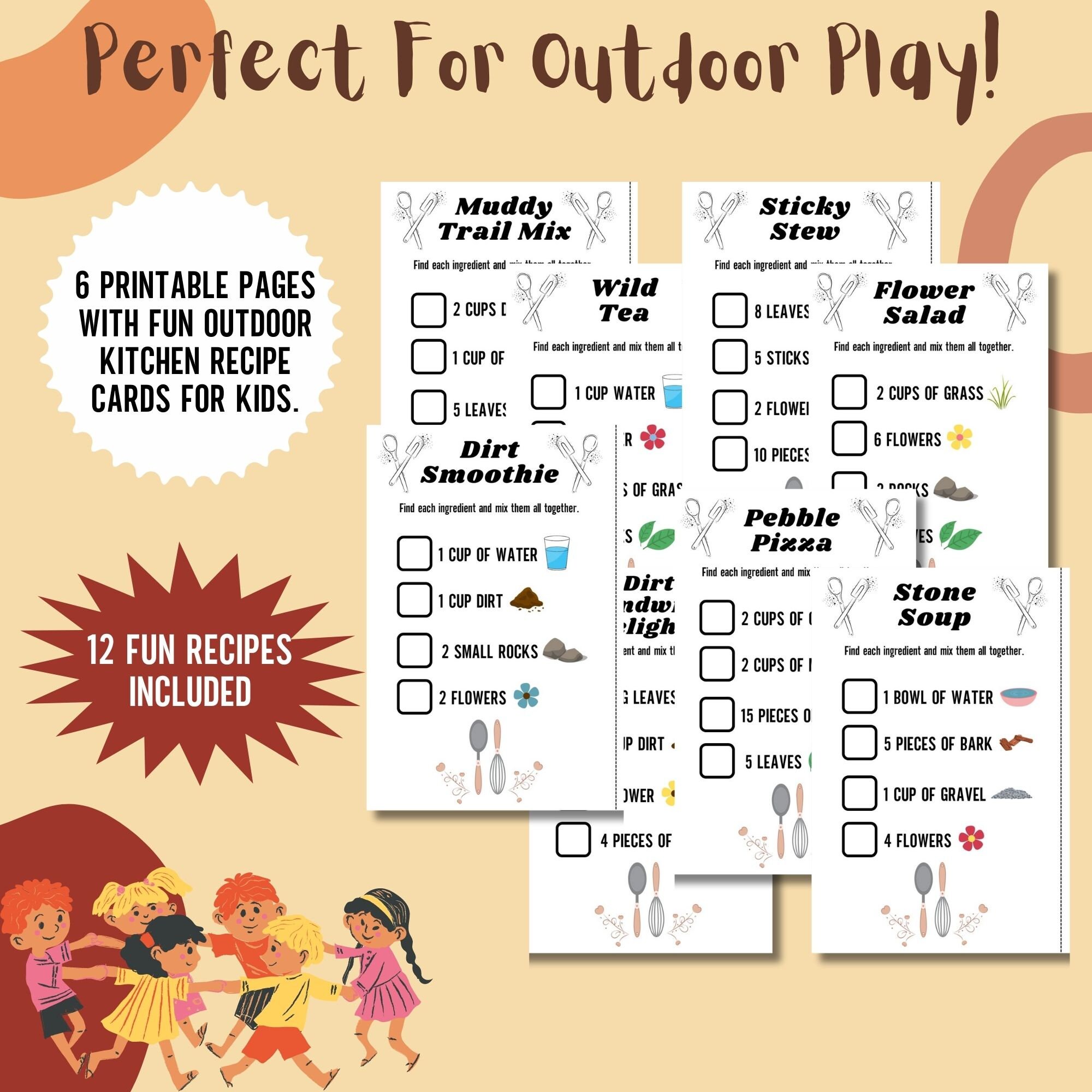 Mud Kitchen Recipe Cards, Mud Pie, Spring Summer Activities,child ...