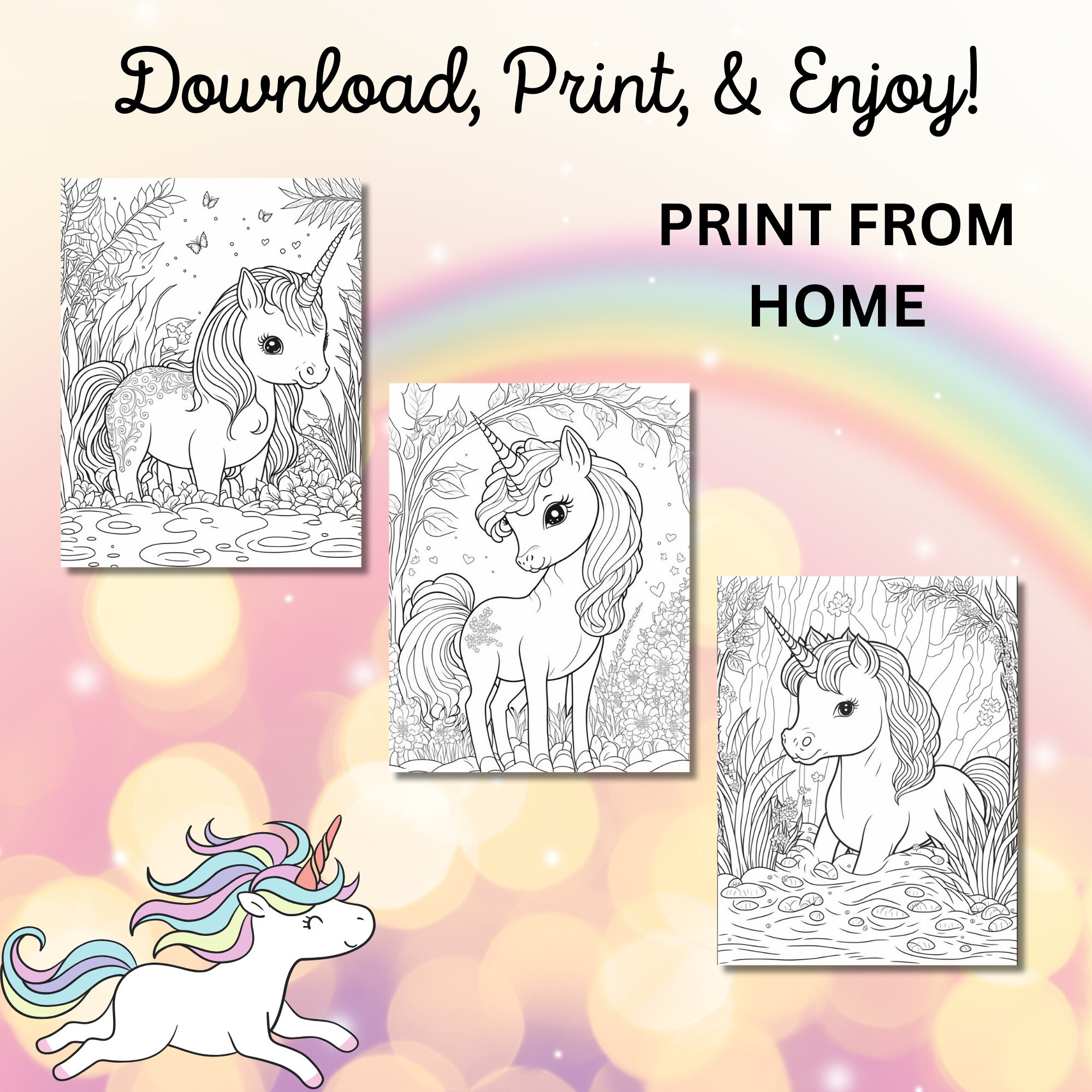 Unicorn Coloring Pages Unicorn Activities Magic Coloring - Etsy