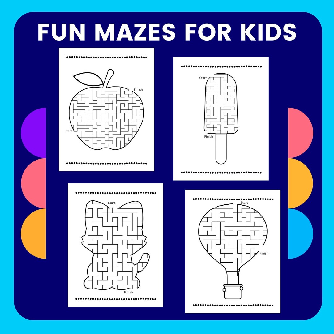 Fun and Challenging Mazes Kidsunique Mazesbrain - Etsy