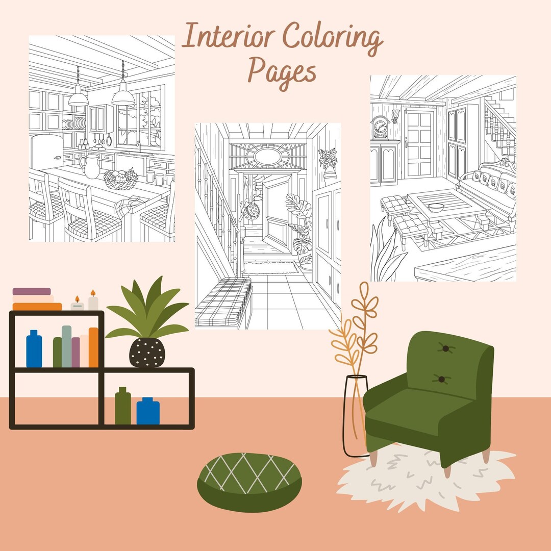 Interior Coloring Printables, Interior Coloring Book, Interior Coloring ...