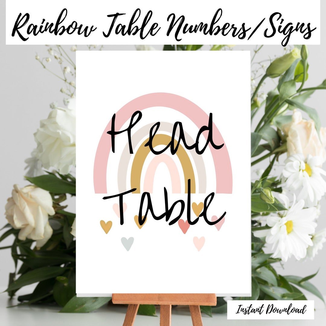 Rainbow Table Numbers,head Table Sign,reserved Signs for Table,table ...