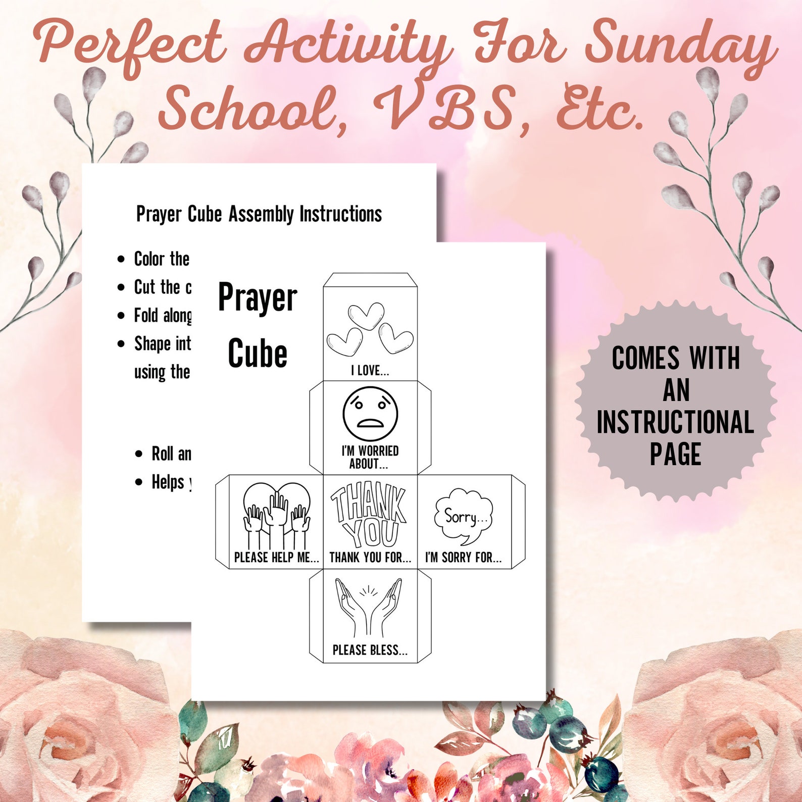Printable Prayer Cube for Kids: Sunday School Activity (digital ...