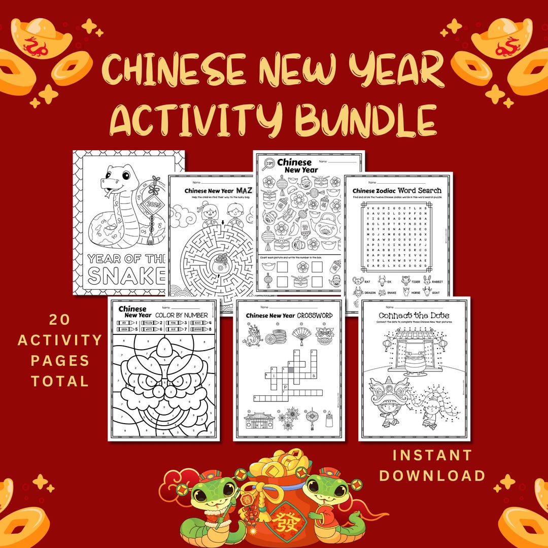 Year of the Snake Activity Bundle: Chinese New Year Printable (PDF) - Etsy
