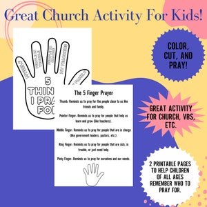 Kids Prayer Hand Craft: 5-finger Method Bible Lesson (digital Download ...