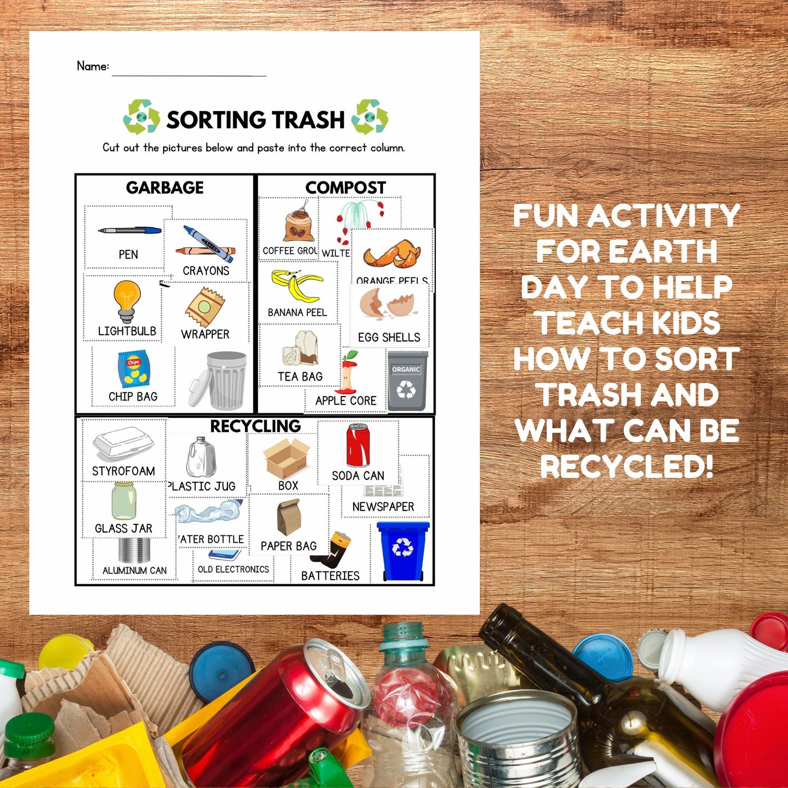 Sorting Trash Activity: Educational Preschool Printable (digital ...