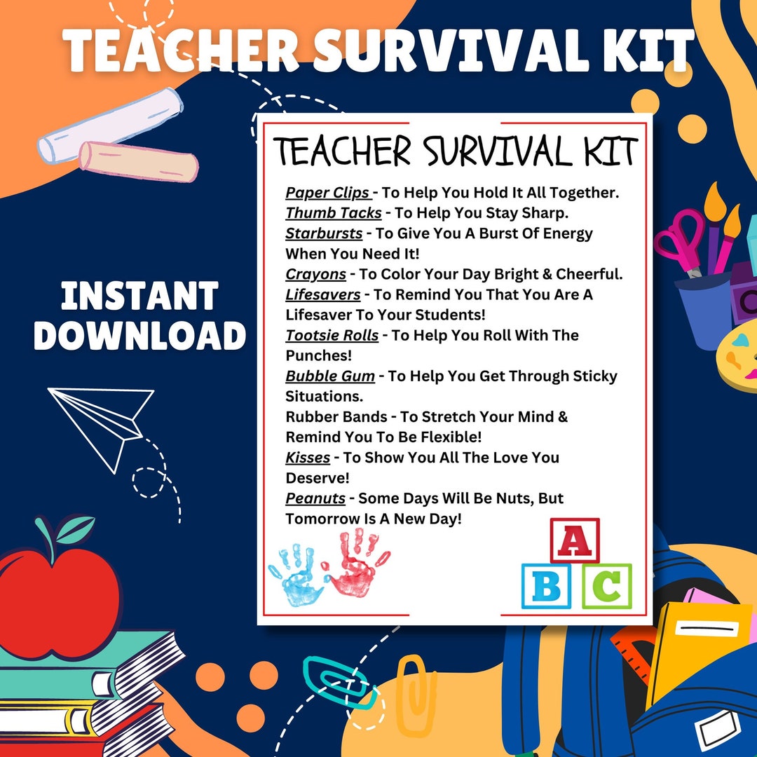 Teacher Survival Kit Tags: Appreciation Gift (digital Download) - Etsy
