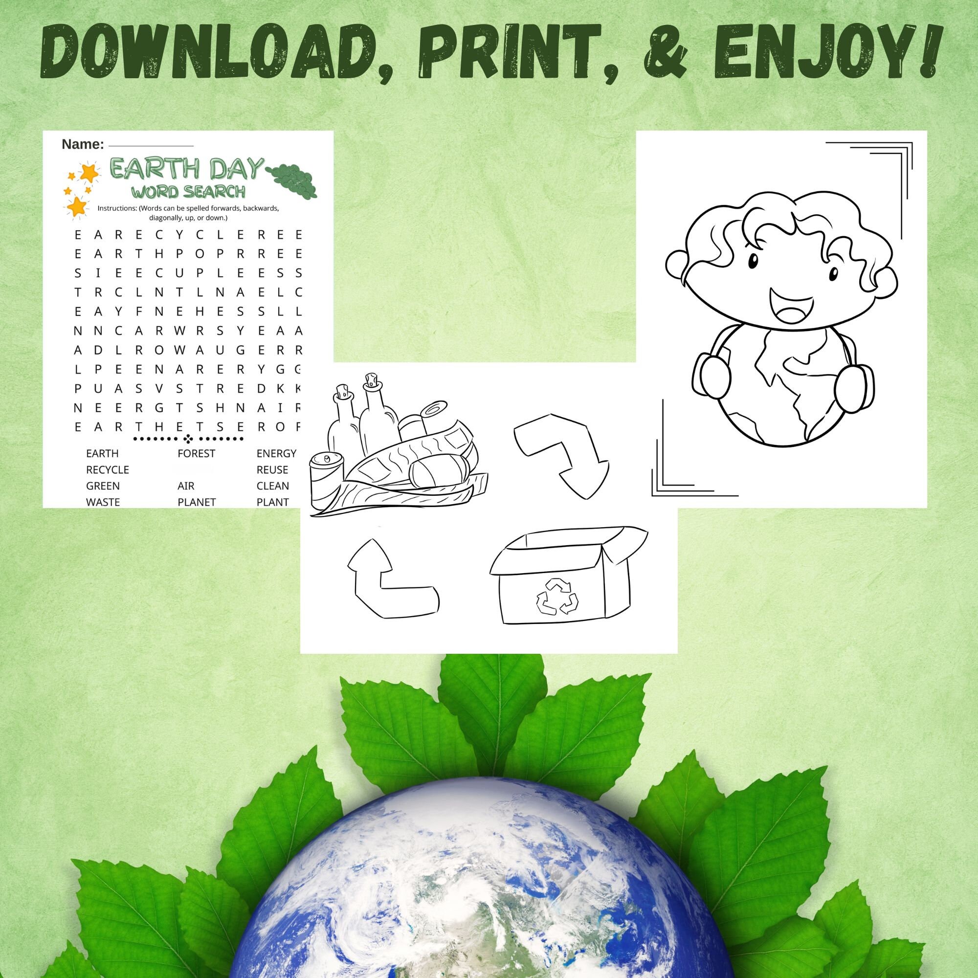 Go Green Recycle Colouring Pages