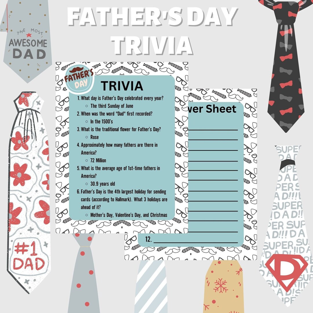 Father's Day Trivia Game: Printable Family Activity (PDF Download) - Etsy