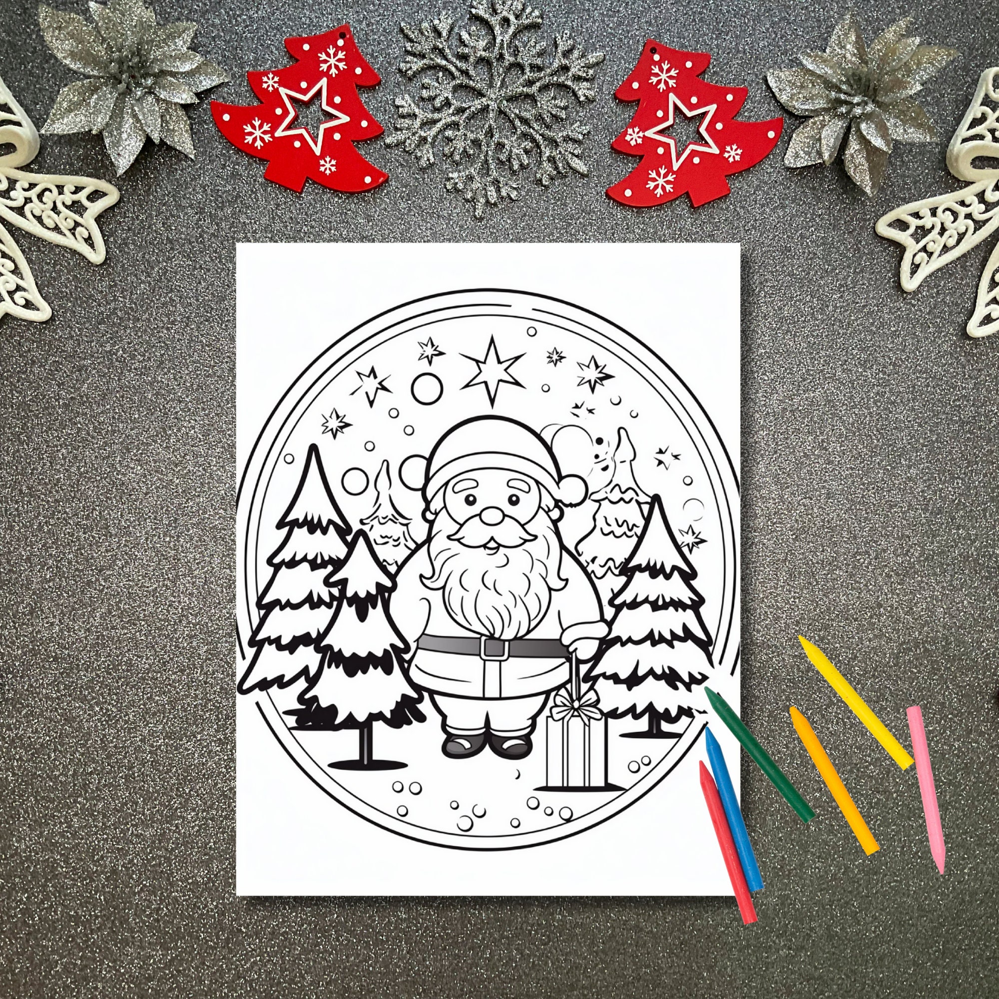 Christmas Coloring Pages for Kids: Santa, Ornaments, Trees (PDF ...