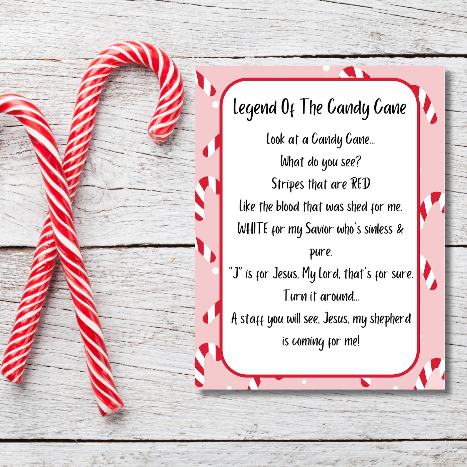 Candy Cane Poem, Legend of the Candy Cane, Christian Treat Tag, Candy ...