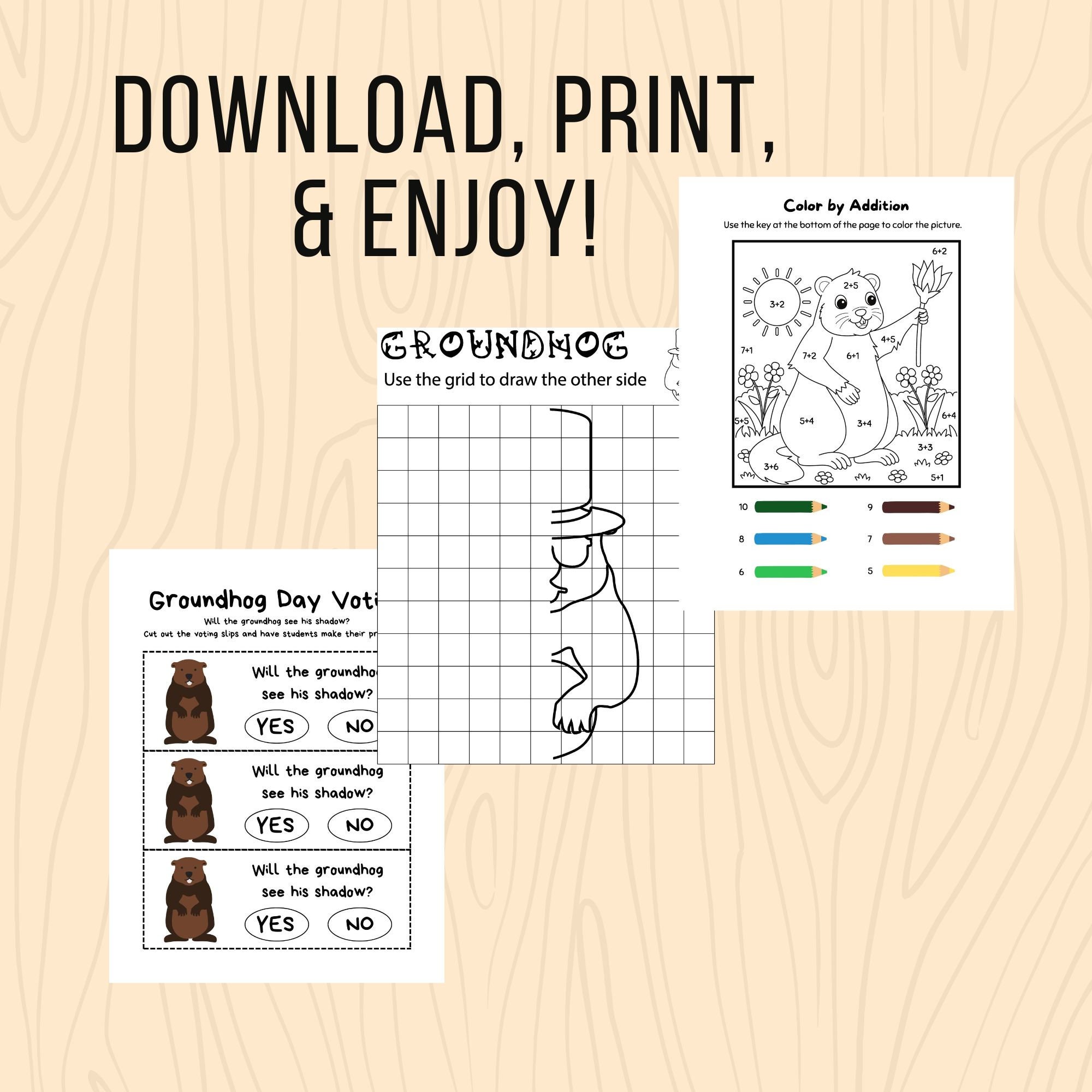 Groundhog Day Activity Pages: Coloring & Games (PDF Download) - Etsy