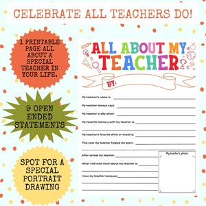 Teacher Survey, All About My Teacher, Teacher Coloring Page, Teacher ...