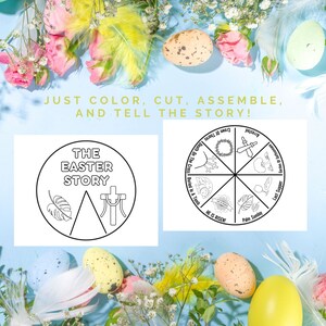 Easter Story Coloring Wheel, Printable Bible Verse Activity,holy Week ...
