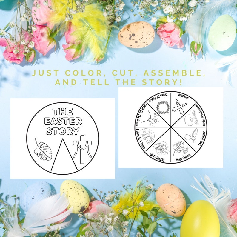 Easter Story Coloring Wheel, Printable Bible Verse Activity,holy Week ...