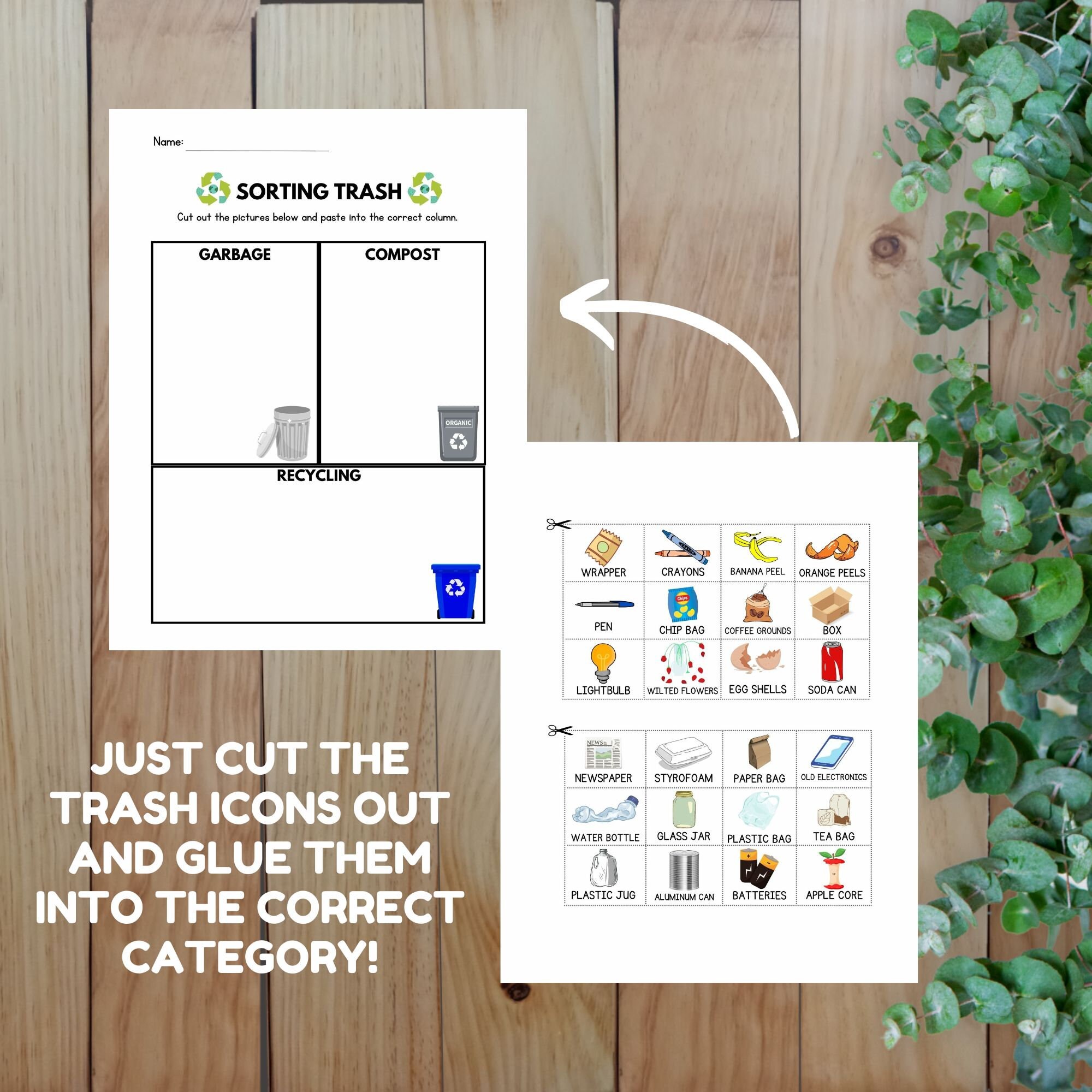 Sorting Trash Printable Activity, Community Helpers, Garbage Man ...