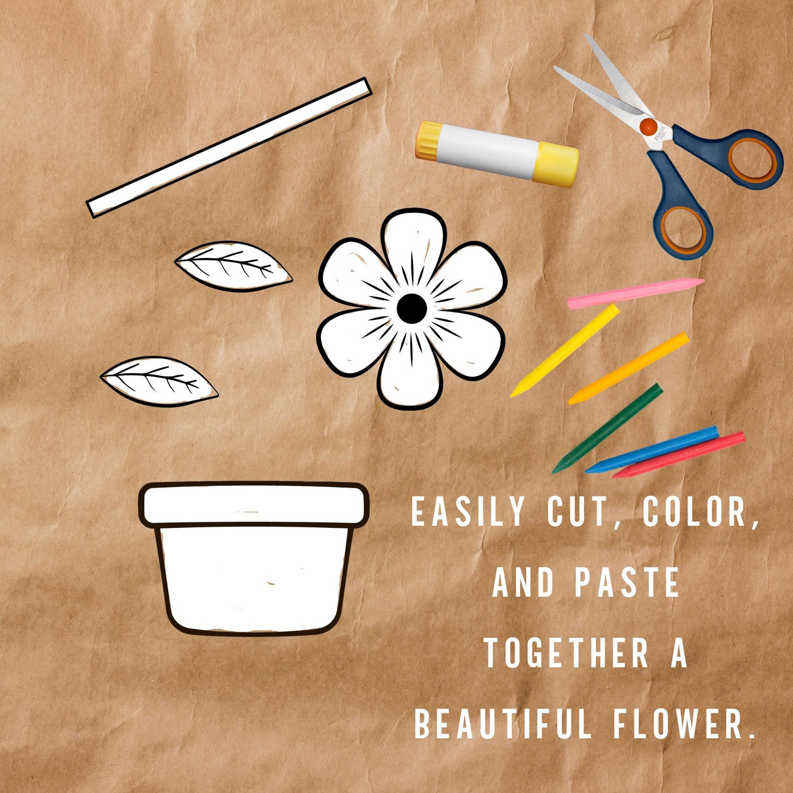 Build A Flower Printable Craft, Indoor Preschool Activity, Build A ...