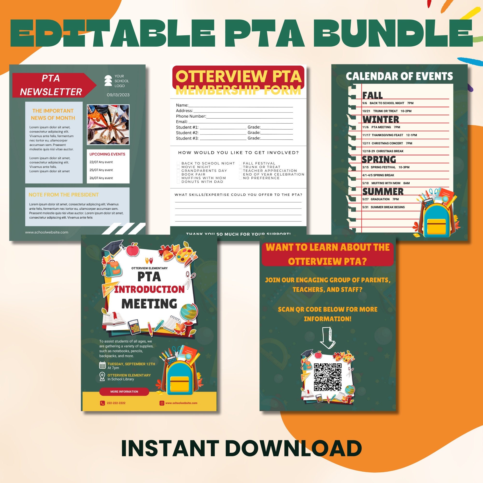 PTO Mom Era, School Pto Information Forms, Editable Pta Pto Bundle ...