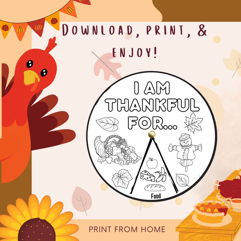 Thanksgiving Coloring Wheel: Gratitude Craft Activity (digital Download ...