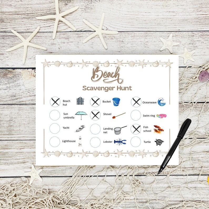 Summer Beach Scavenger Hunt, Printable Beach Scavenger Hunt, Outdoor ...