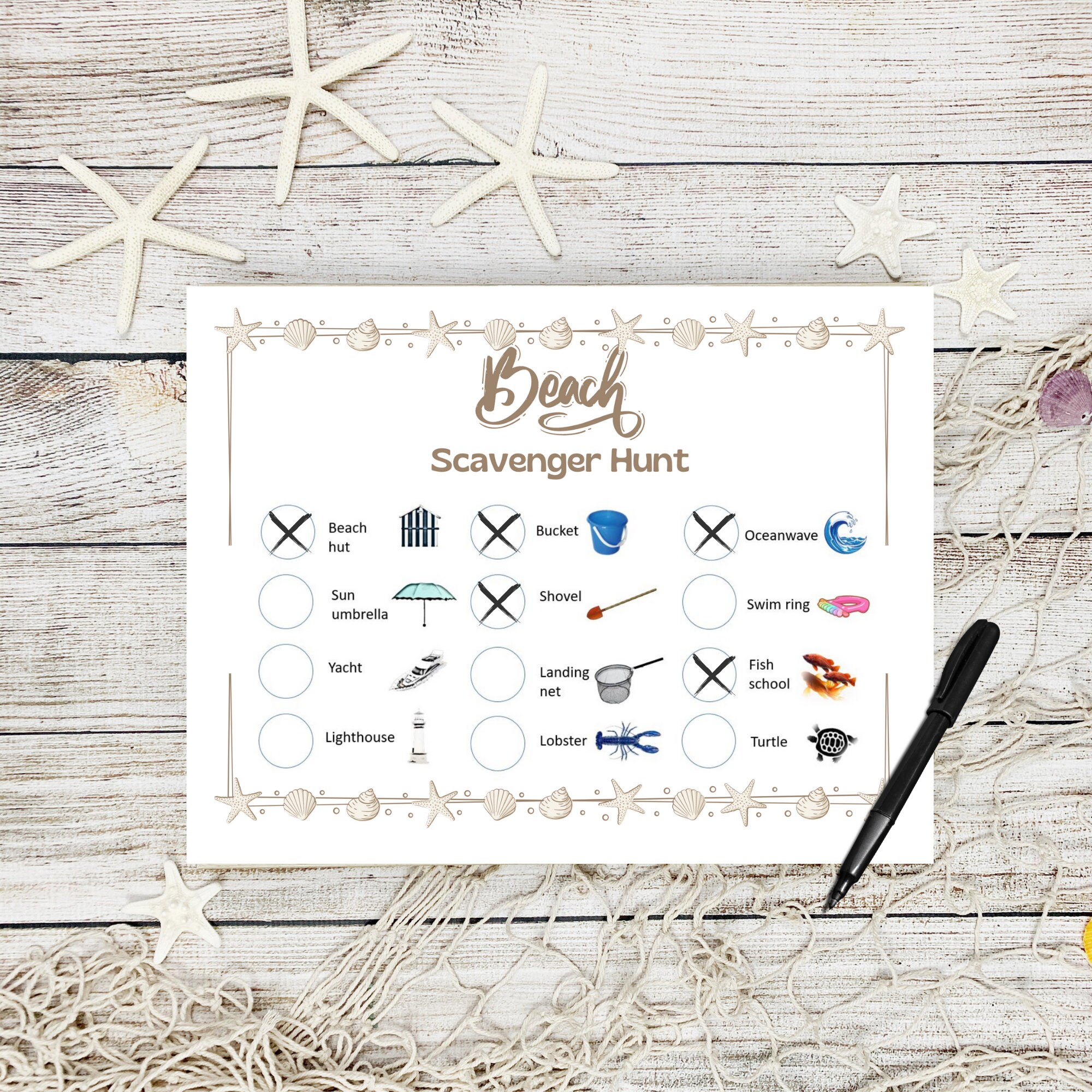 Summer Beach Scavenger Hunt, Printable Beach Scavenger Hunt, Outdoor ...