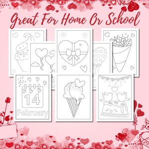 Digital Printable Valentine’s Day Coloring Pages, Valentine Preschool ...