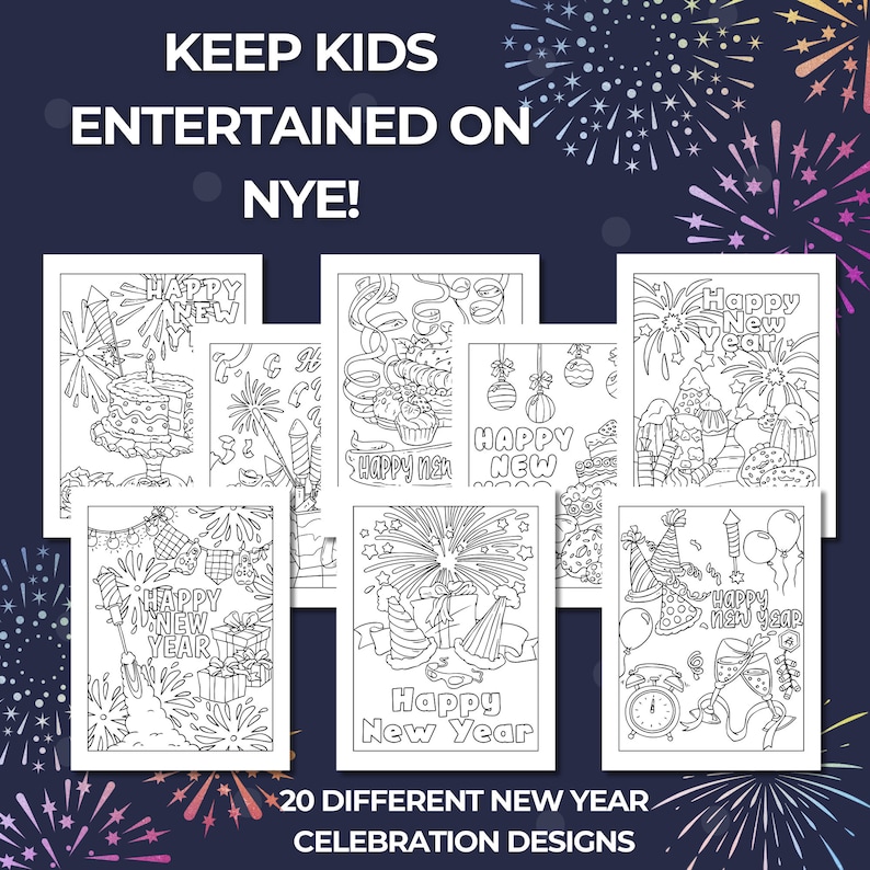 New Years Eve Coloring Sheets,new Years Coloring Printable,countdown ...