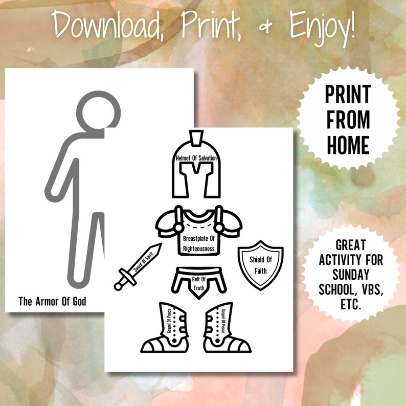 Armor of God Craft: Printable Bible Lesson (digital Download) - Etsy