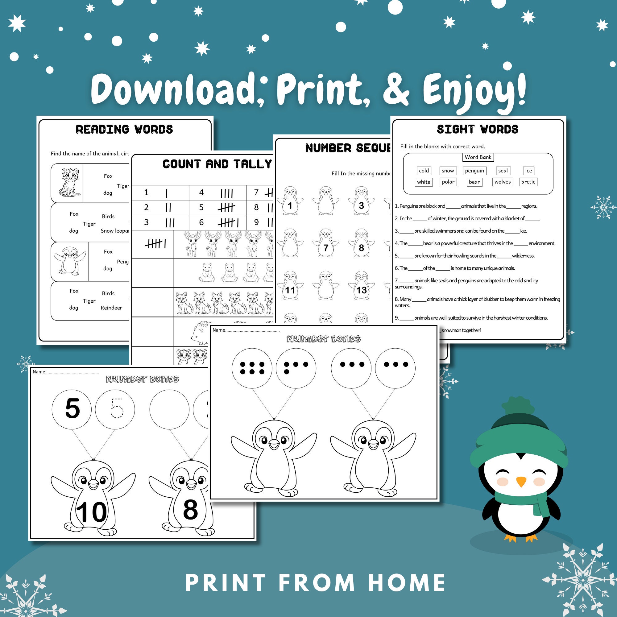 Arctic Animals Unit Study, Winter Animals Unit Study, Penguin Math ...