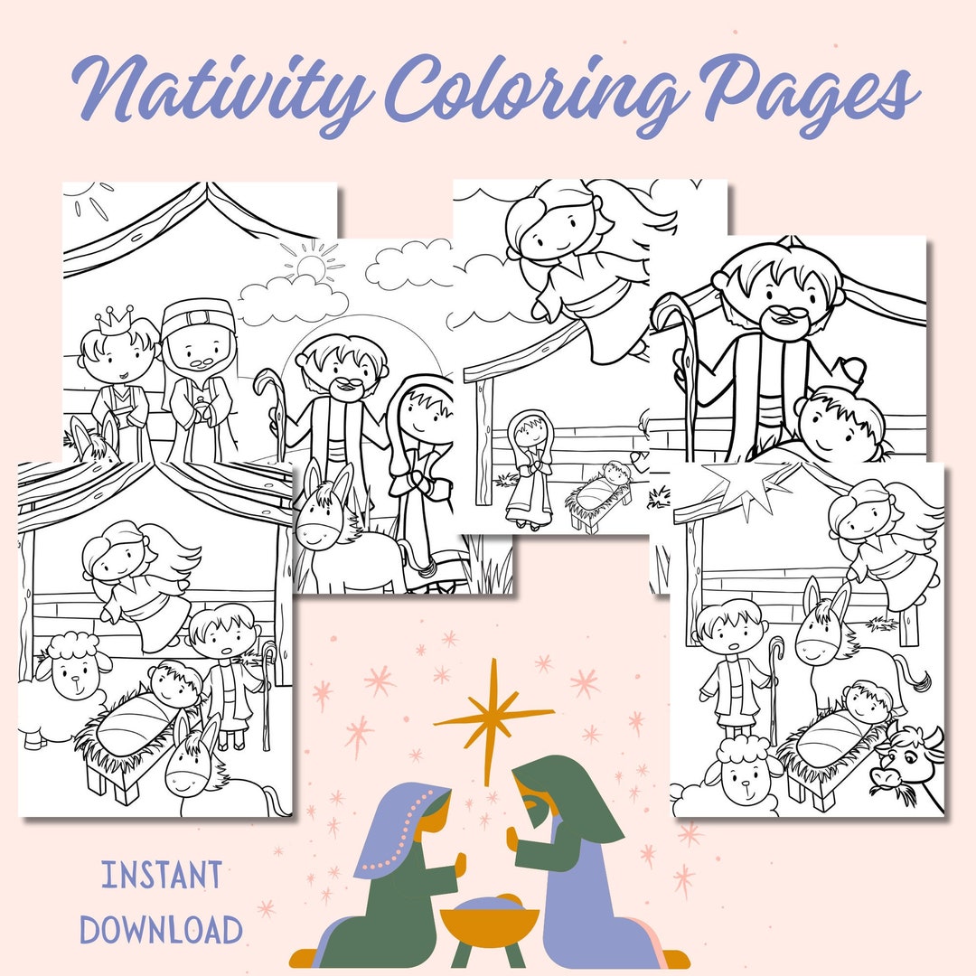 Christmas Nativity Coloring Pages for Kids (digital Download) - Etsy