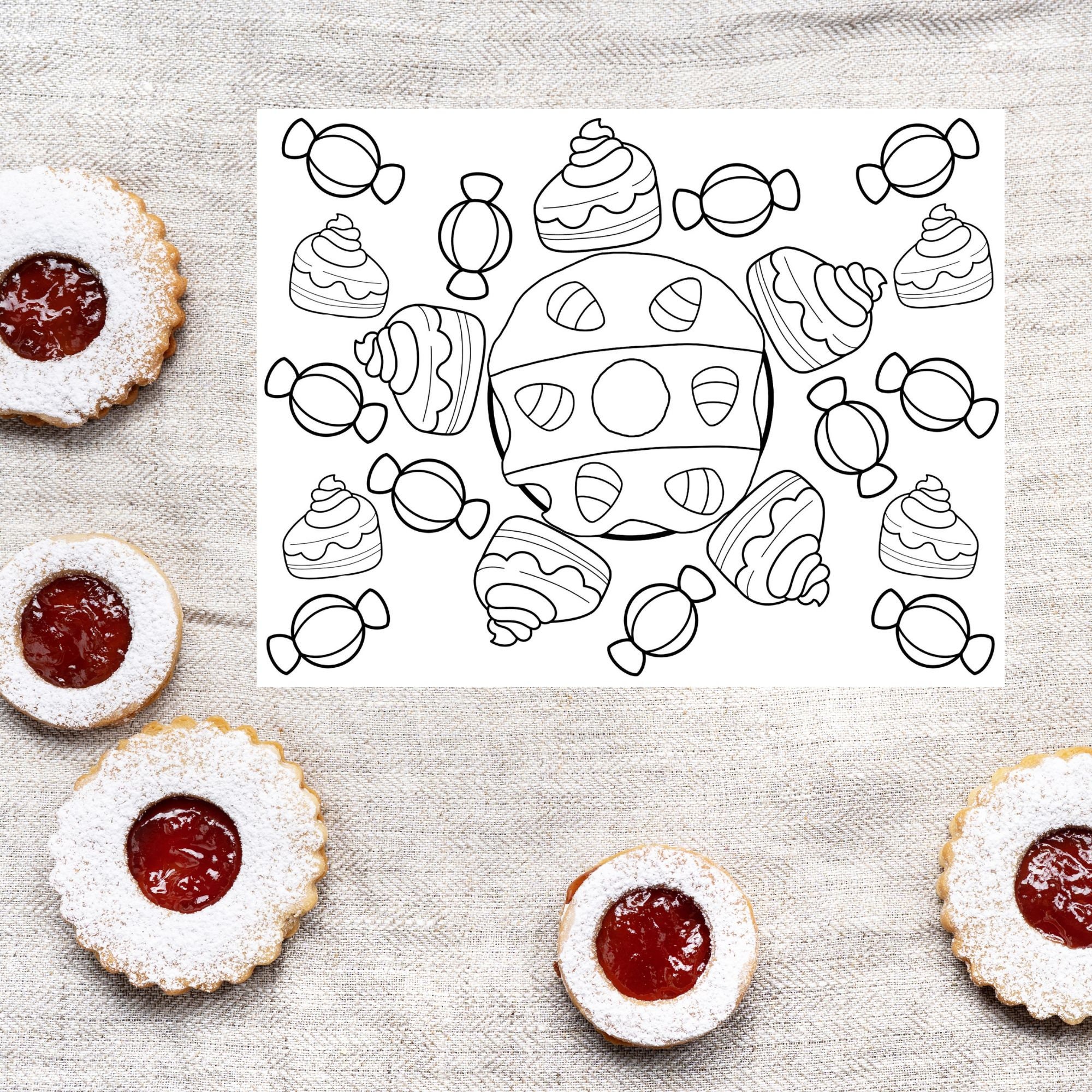 Sweets Coloring Pages, Coloring Pages Dessert, Donut Coloring, Cupcake ...