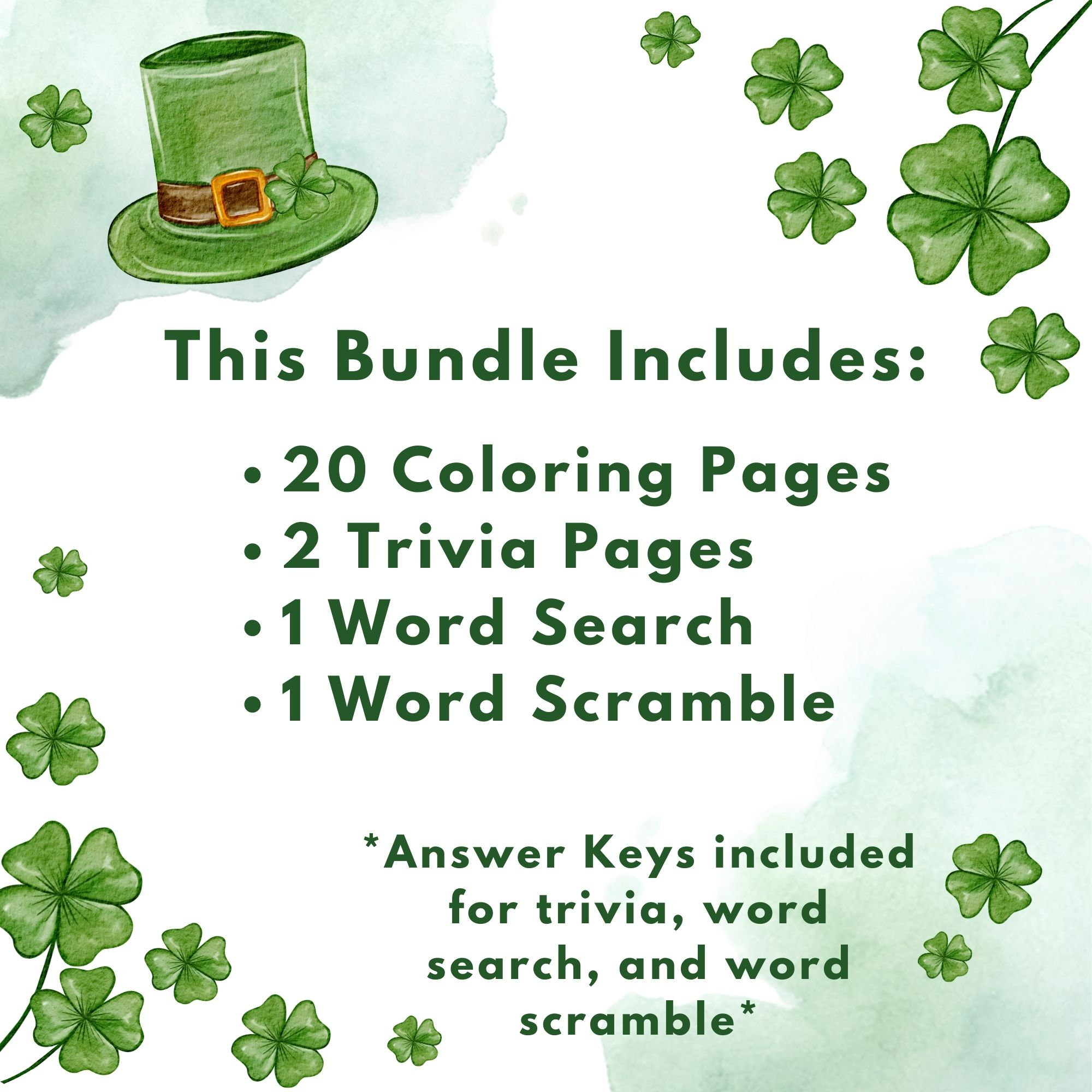 St Patrick's Day Coloring Activity Pages, Saint Paddy's Kids Activity ...