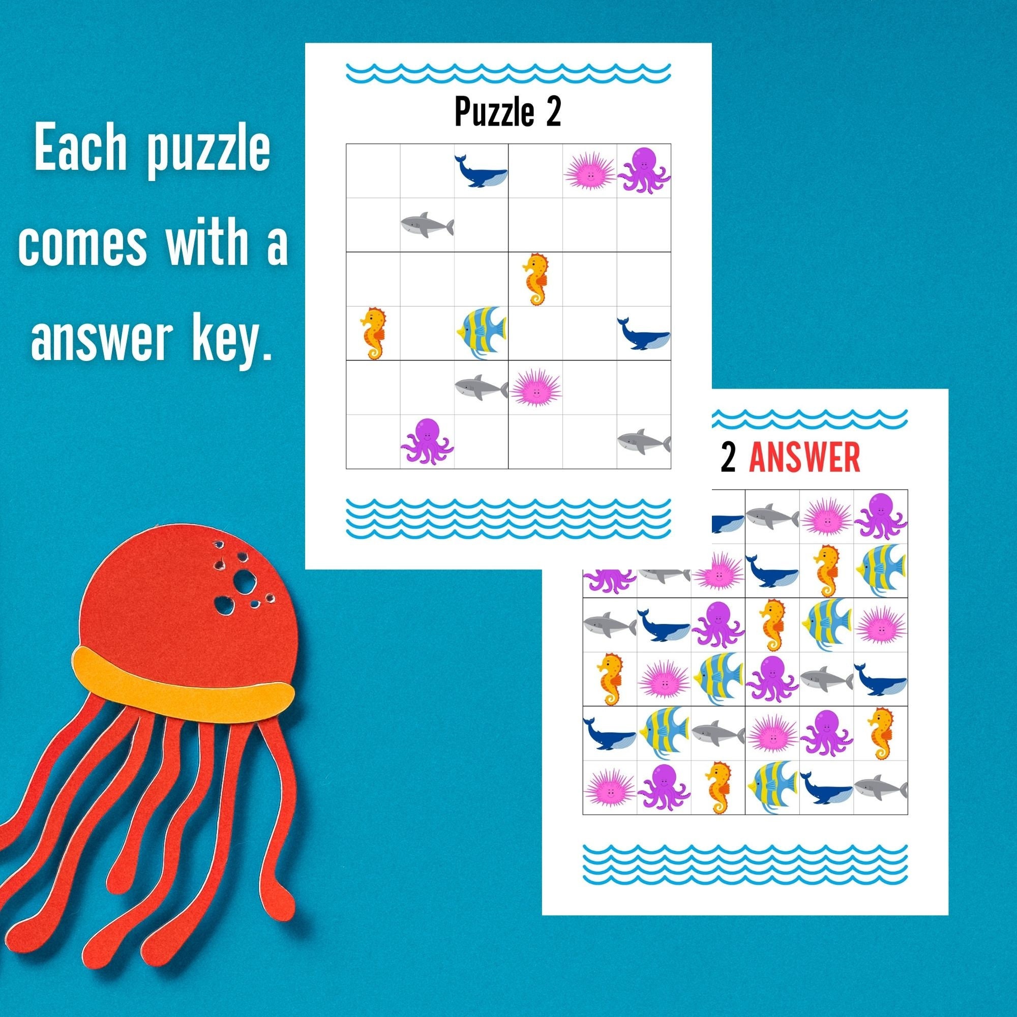 Ocean Animals Sudoku Puzzles: Kids Printable Activity (PDF) - Etsy