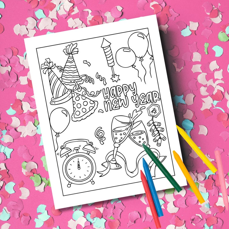 New Years Eve Coloring Sheets,new Years Coloring Printable,countdown ...