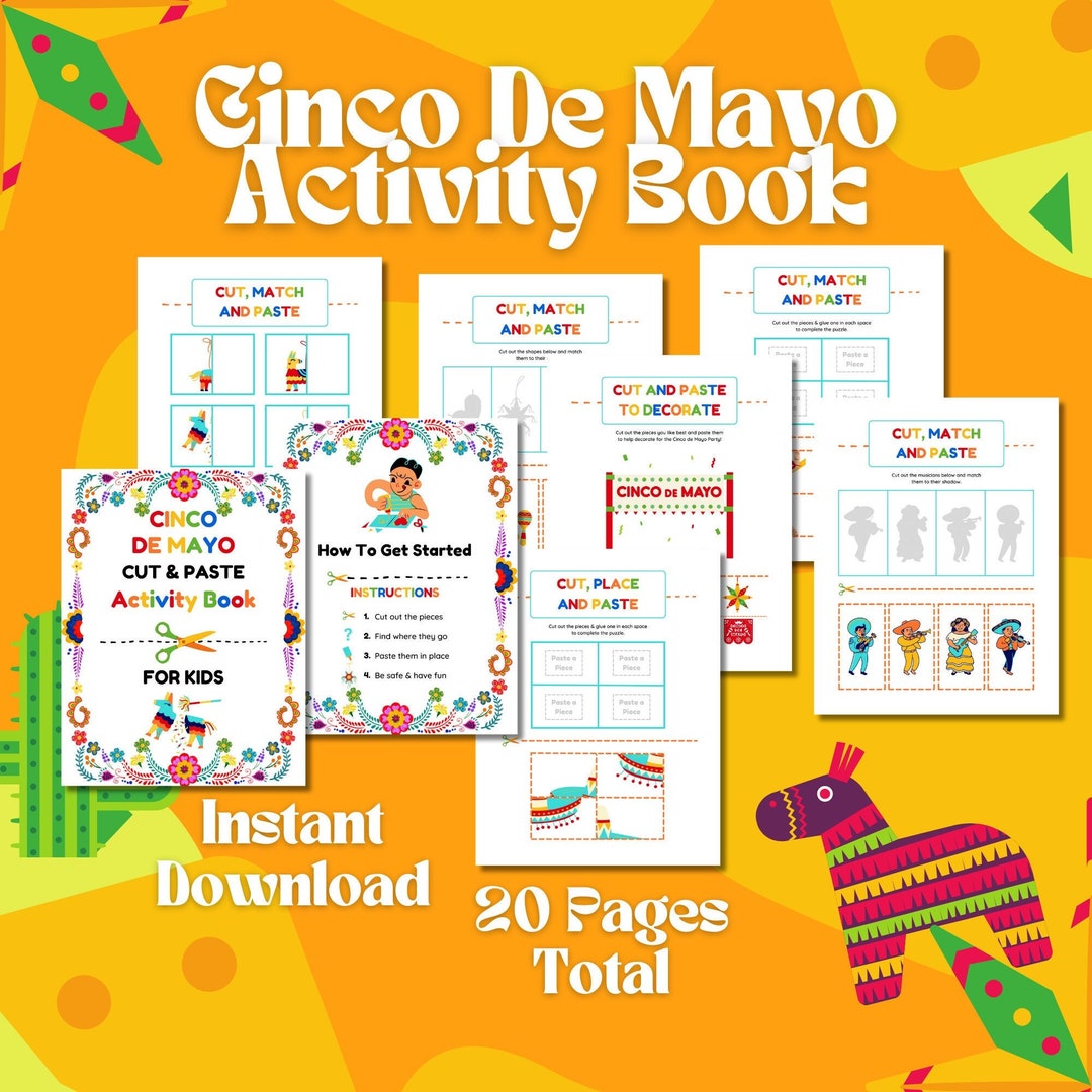 Cinco De Mayo Activity Book: Cut & Paste, Shadow Matching (digital ...