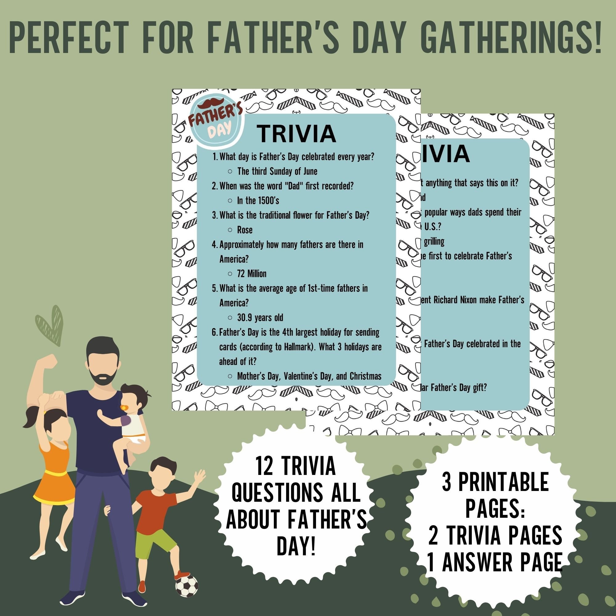 Father's Day Trivia Game: Printable Quiz (digital Download) - Etsy