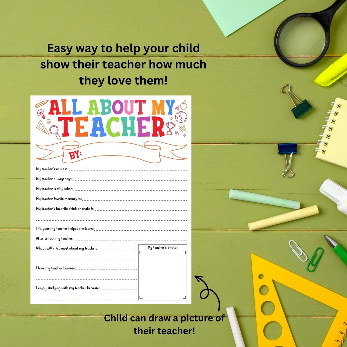 Teacher Survey All About My Teacher Teacher Coloring Page - Etsy
