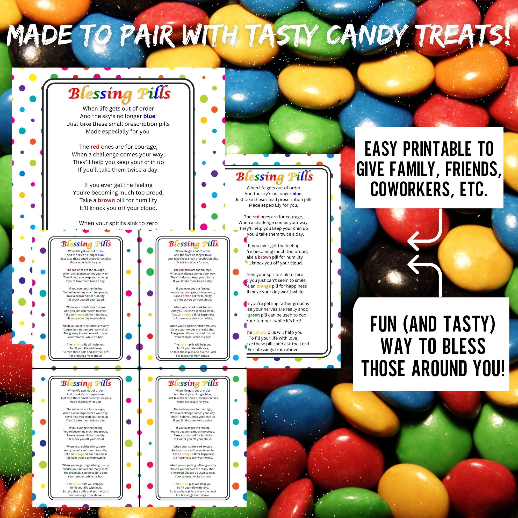 Blessing Pill Tags: Christian Poem Candy Favor (printable Tag) - Etsy