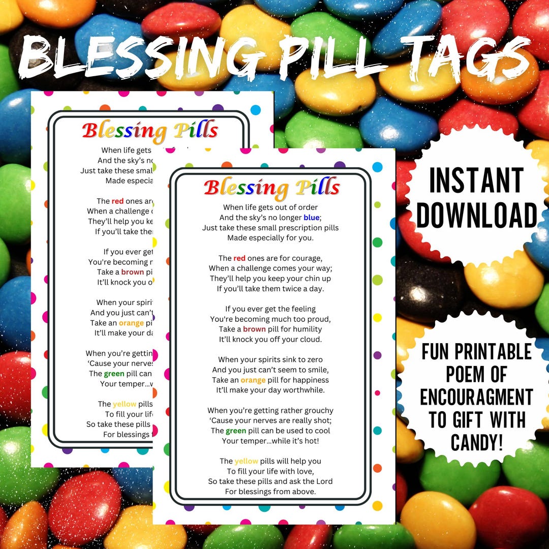 Blessing Pills Poem Tags: Christian Encouragement (printable Tag) - Etsy
