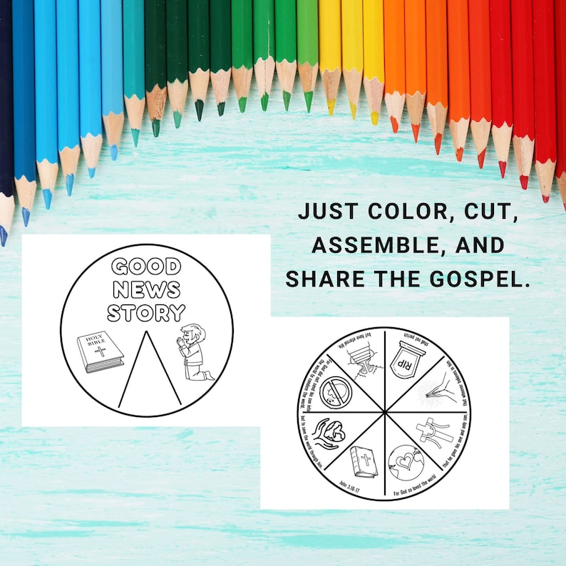 John 3:16 Coloring Wheel, Kids Bible Lesson, the Good News, Printable ...