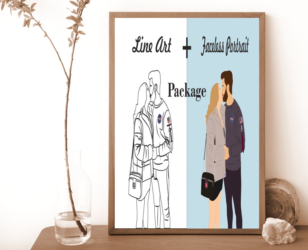 Custom Line Drawing, Personalized Faceless Portrait, Custom Line Art ...