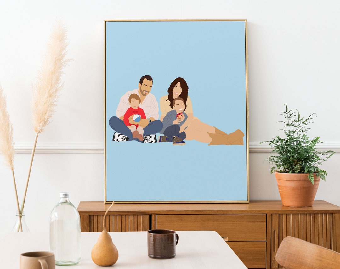 Custom Family Portrait From Photo, Family Portrait Illustration ...