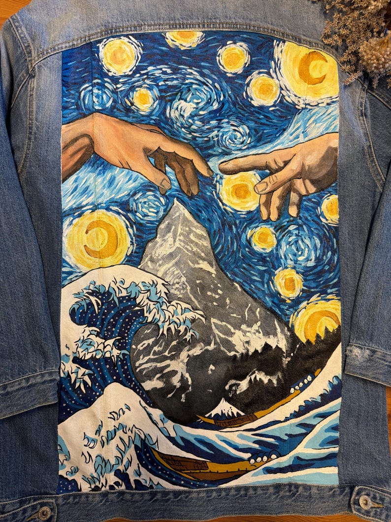 Hand-painted Denim Jacket, Unique Eco-friendly Fashion Custom Painted ...
