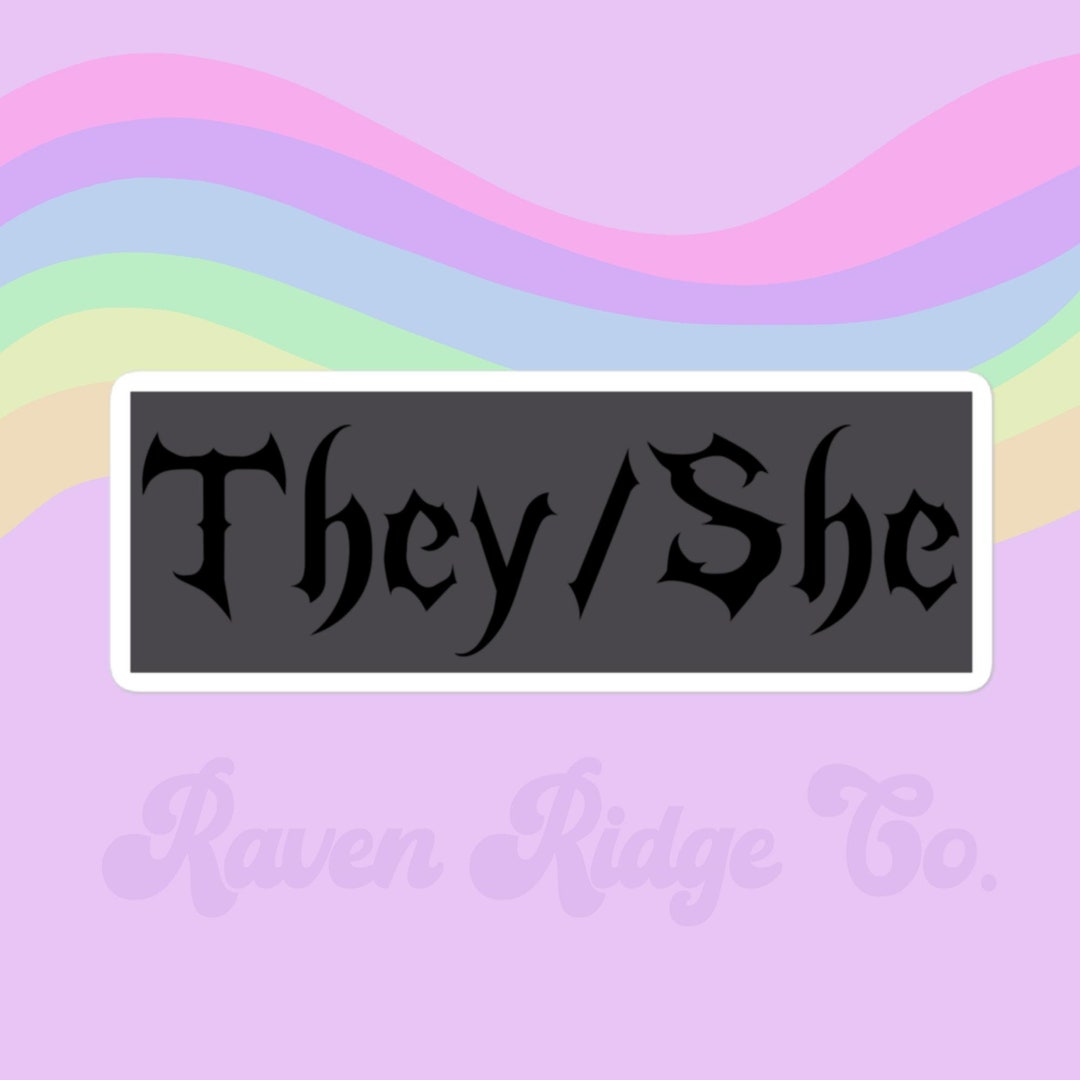They/she Pronoun Sticker Pronoun Decal They She LGBTQ Nonbinary - Etsy