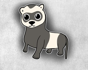 Tan Ferret Waterproof Vinyl Sticker Kawaii Chibi Animal Lover Art ...