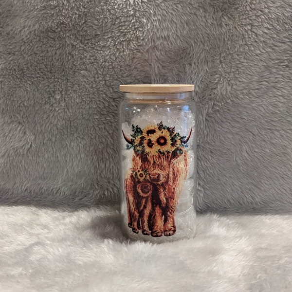 Cow Sublimation Glass Cup - Etsy