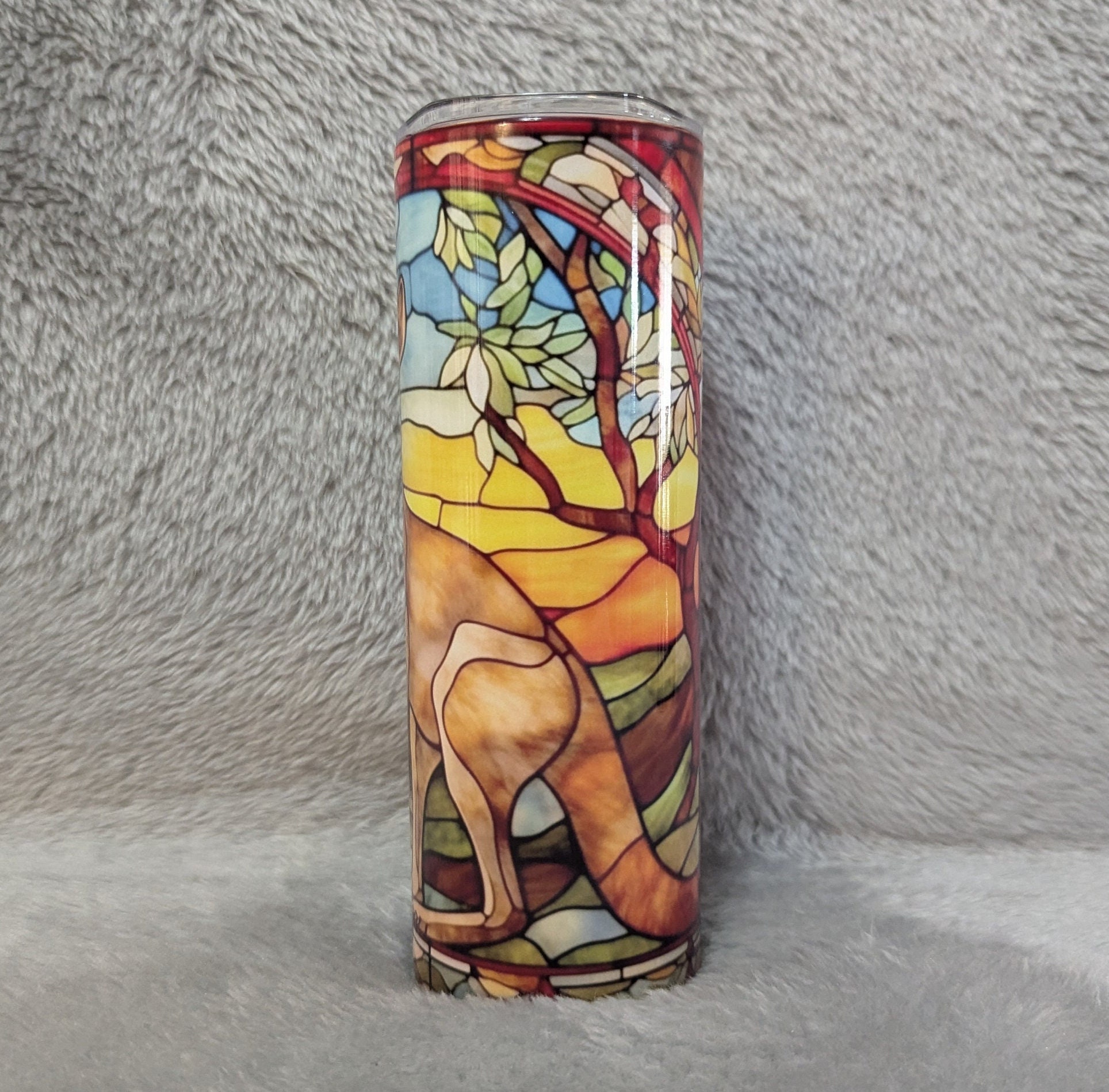 Kangaroo Tumbler With Stained Glass Design, Lid & Straw Included ...