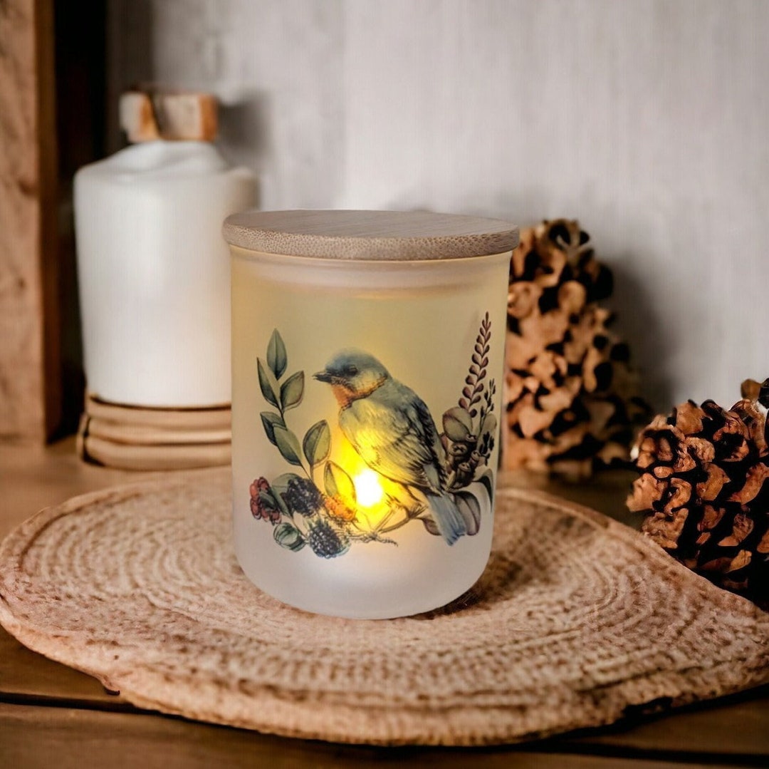 Blue Bird Candle Holder With A Battery Operated Flickering Tea Light ...