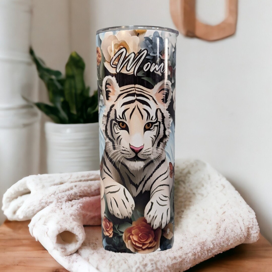 3D White Tiger Design Tumbler, White Tiger Cub Cup, White Tiger Gift ...