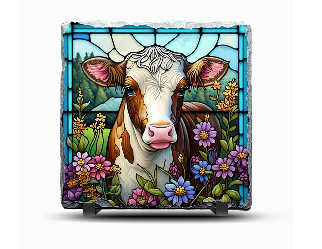 Slate Cow Picture With Stand, Cow Plaque, Cow Photo Slate, Cow Lover ...