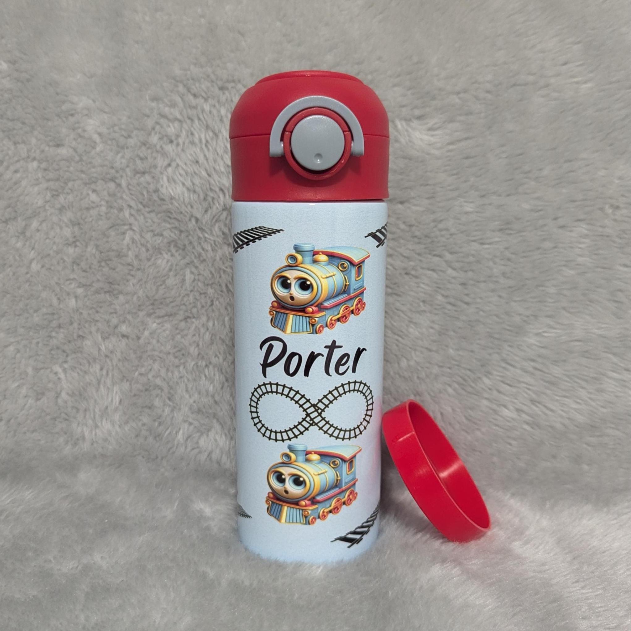 Kids Train Water Bottle With Blue Trains, Can Be Personalized, for ...
